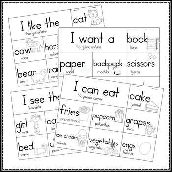 Spanish English Flipbooks ELL ESOL Newcomers - A Primary Owl