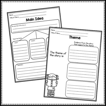 Main Idea and Theme Anchor Chart and Interactive Notebook Task Cards ...