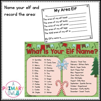 Area Math Holiday Craftivity Area Elf - A Primary Owl