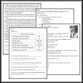 Social Studies Paired Passages: Balboa and What is an isthmus? GMAS ...
