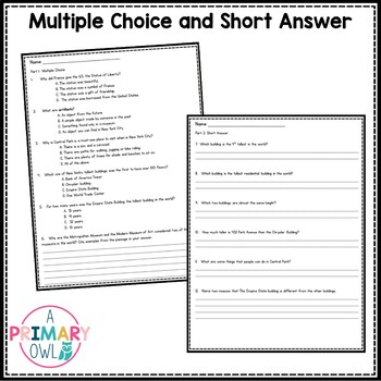 Paired Passages Reading Comprehension A Visit to New York Milestones ...