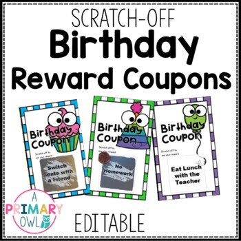 Scratch Off Birthday Reward Prize Coupons Editable BW and Color ...