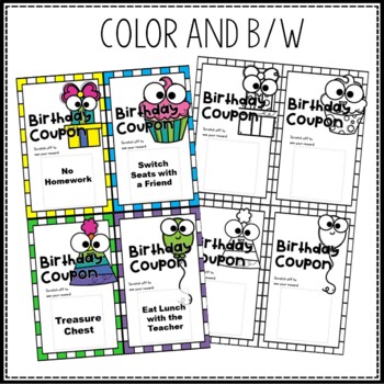 Scratch Off Birthday Reward Prize Coupons Editable BW and Color ...