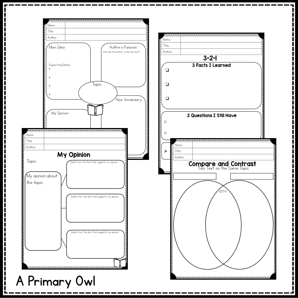 Fiction and Non-Fiction Reading Response Graphic Organizers - A Primary Owl