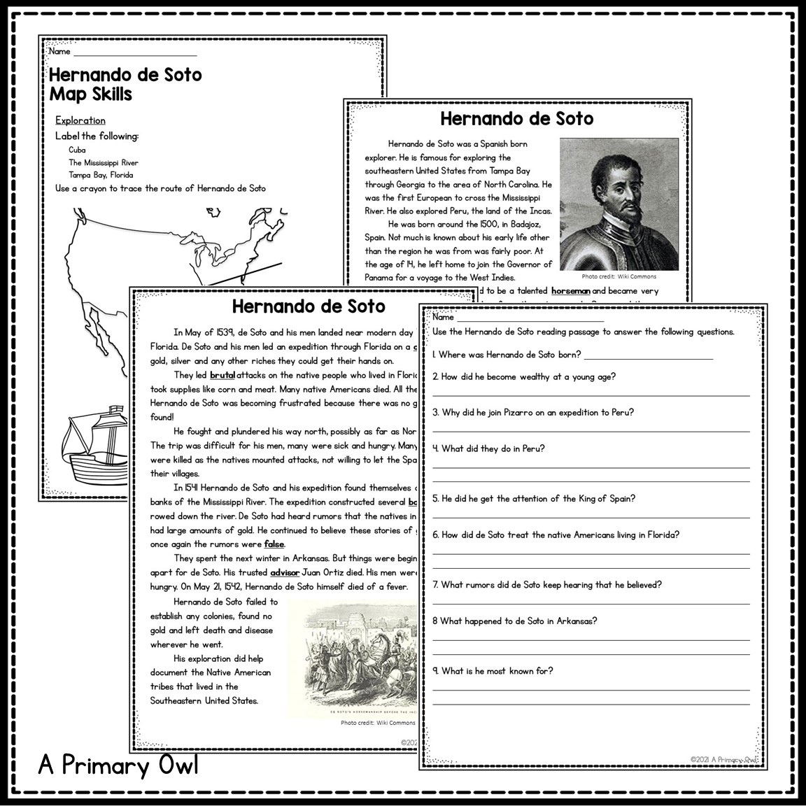 Hernando de Soto 3rd Grade Interactive PowerPoint Google Slides and ...