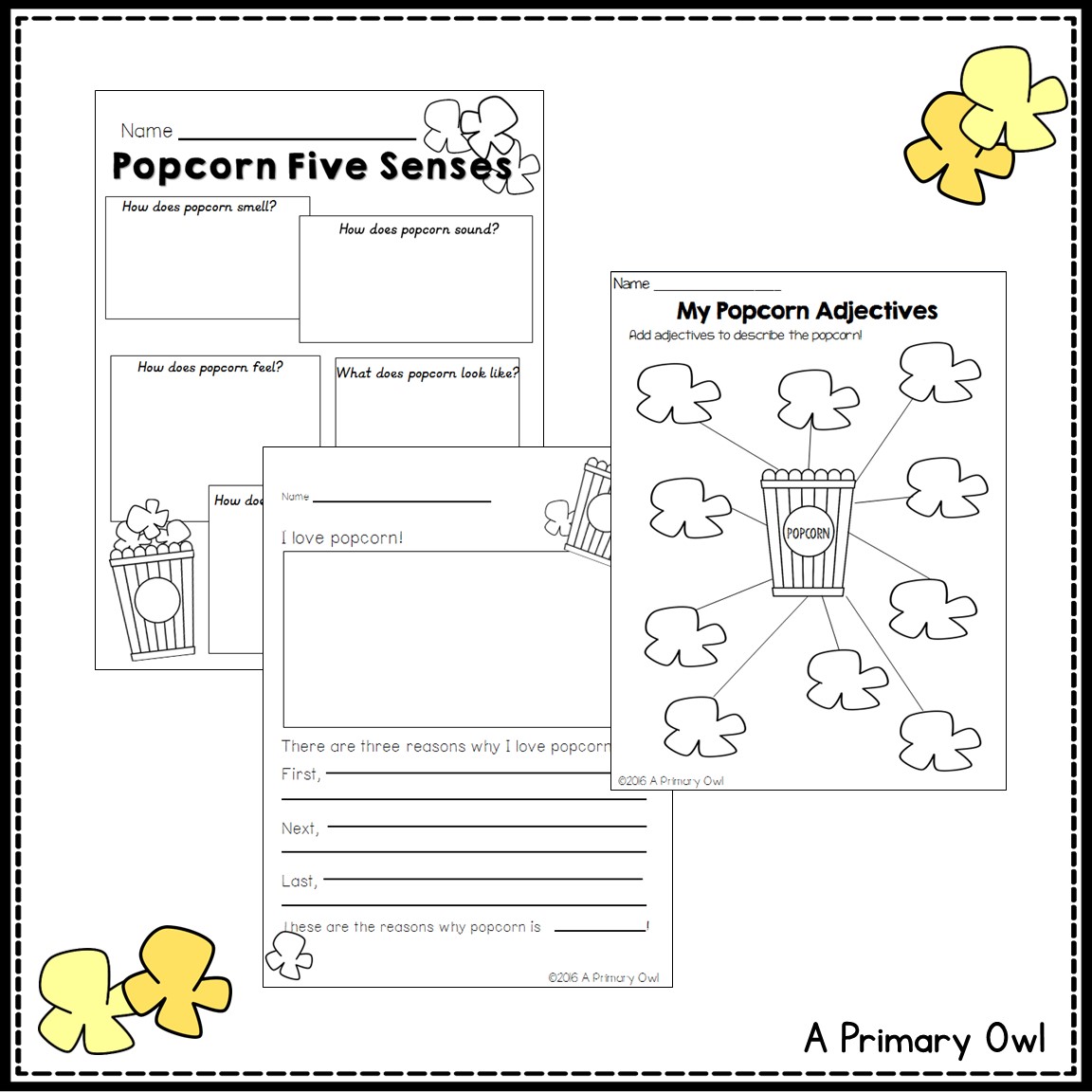 Popcorn Five Senses Mini-Unit - A Primary Owl