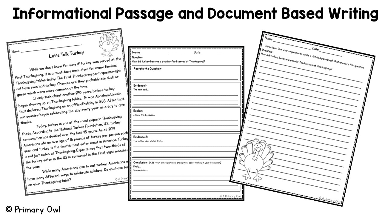 Turkey Informational Text Document with Document Based Writing - A ...
