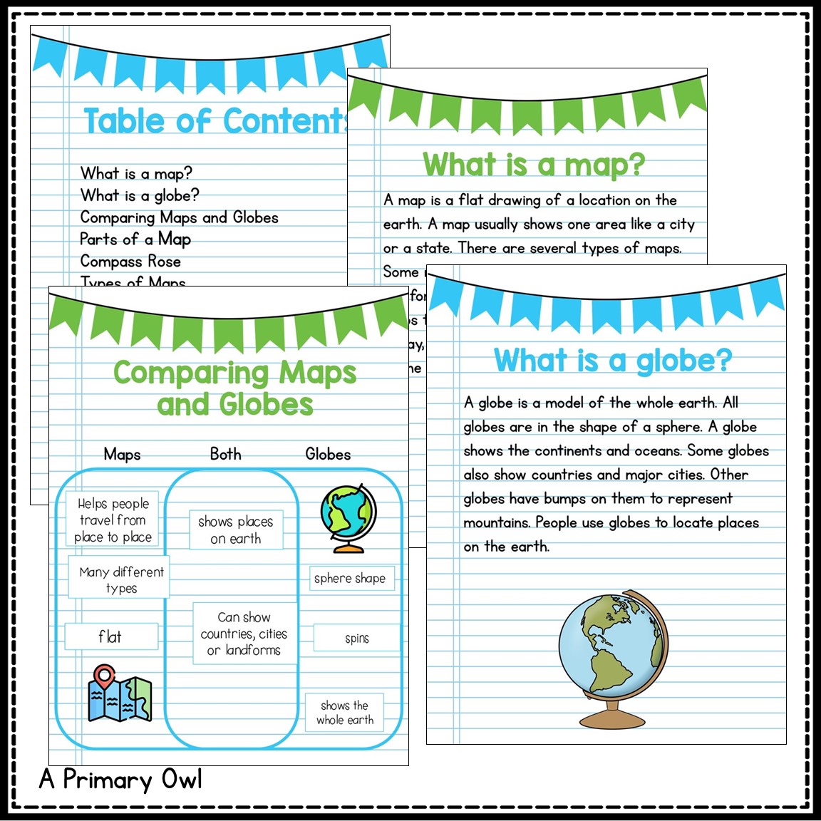 Maps and Globes Digital Interactive Notebook PowerPoint Google Slides ...