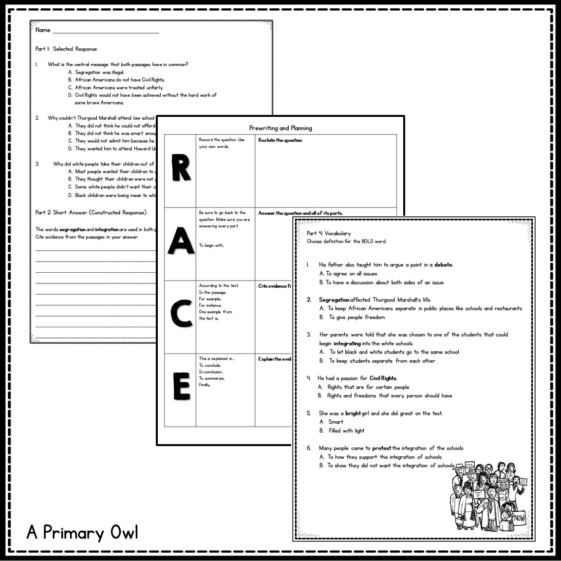 Social Studies Paired Passages: Thurgood Marshall and Ruby Bridges ...