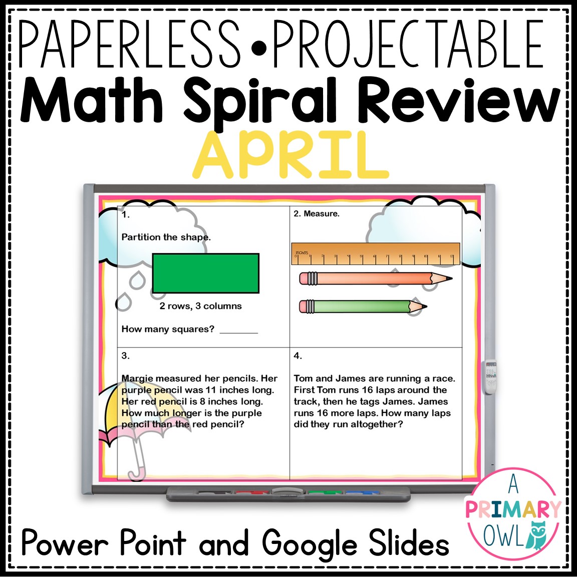 April Daily Math Spiral Review 2nd Grade Editable Google Slides Power ...
