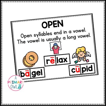 Two Syllable Open Syllable Puzzles with Poster - A Primary Owl