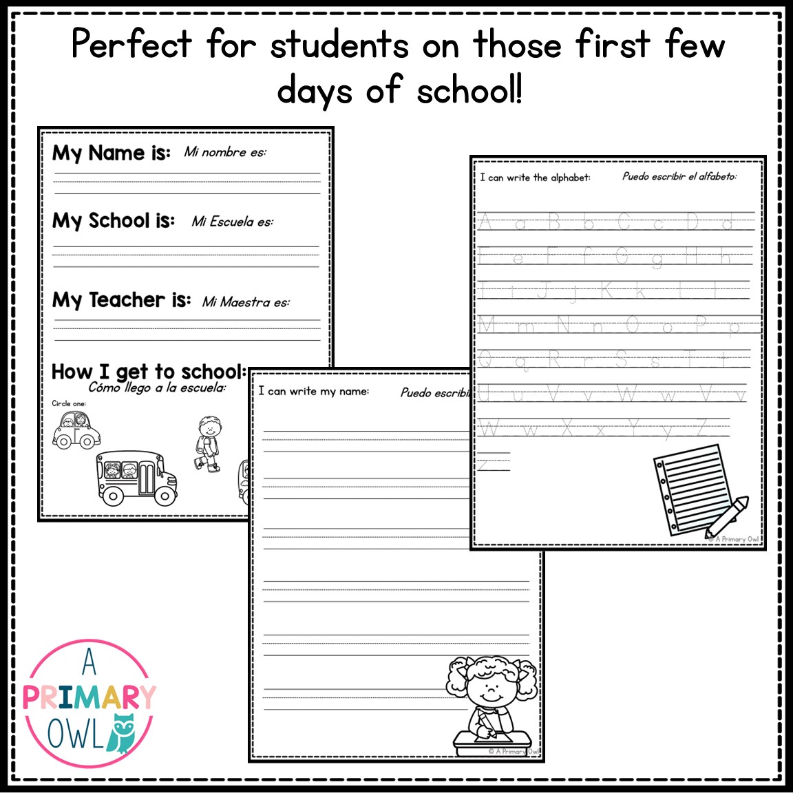 Newcomer Packet for MLL ELL ESOL Spanish Russian Ukrainian - A Primary Owl