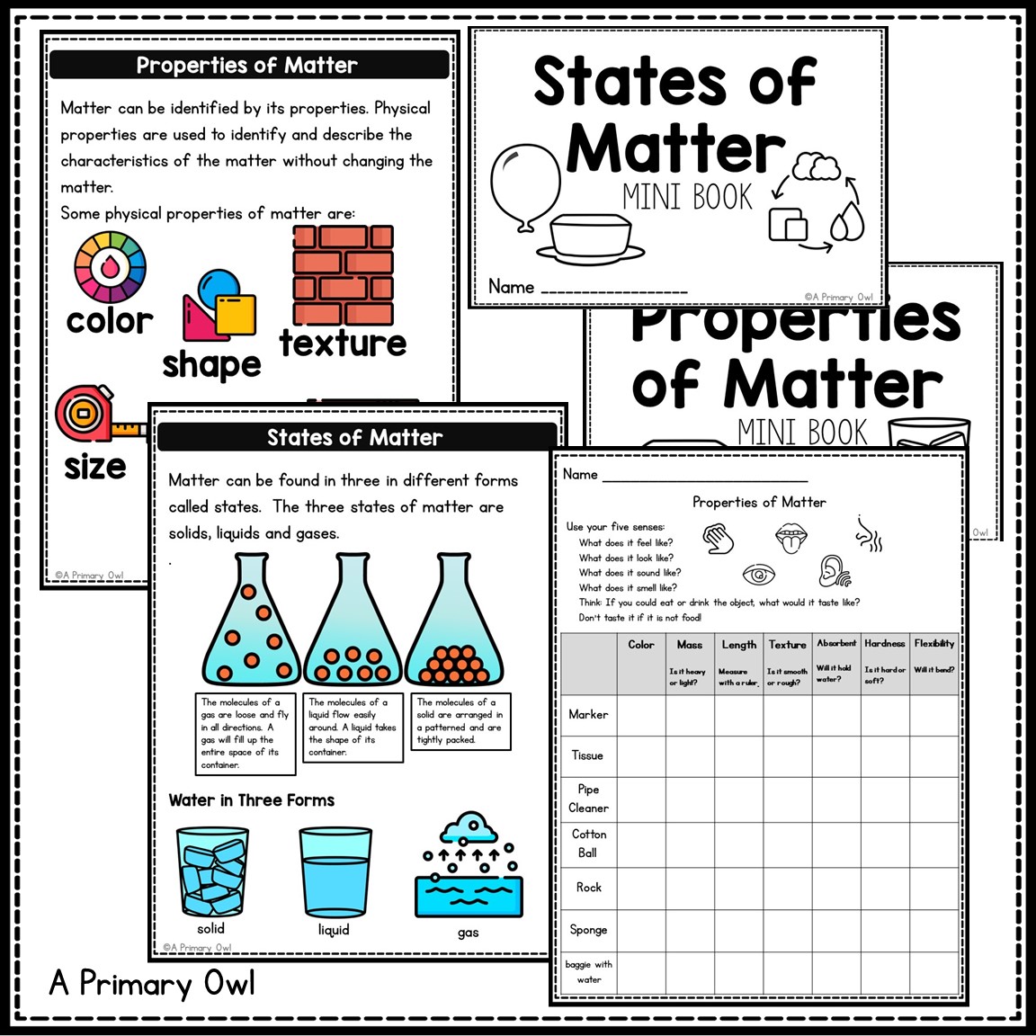 Properties of Matter Unit with Mini Book Hands-On Activities Post ...