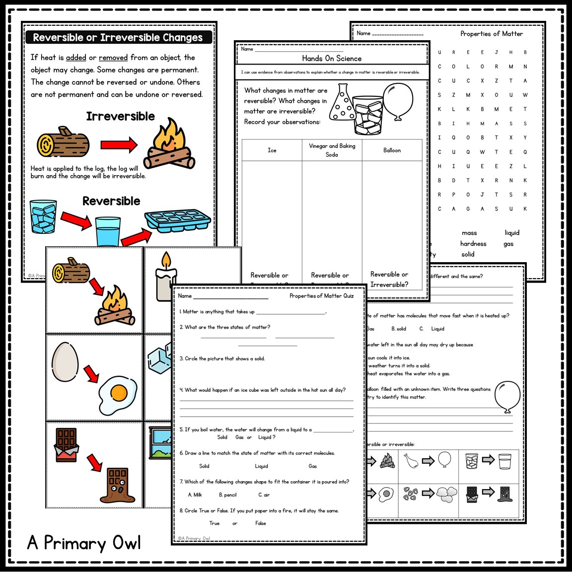 Properties of Matter Unit with Mini Book Hands-On Activities Post ...