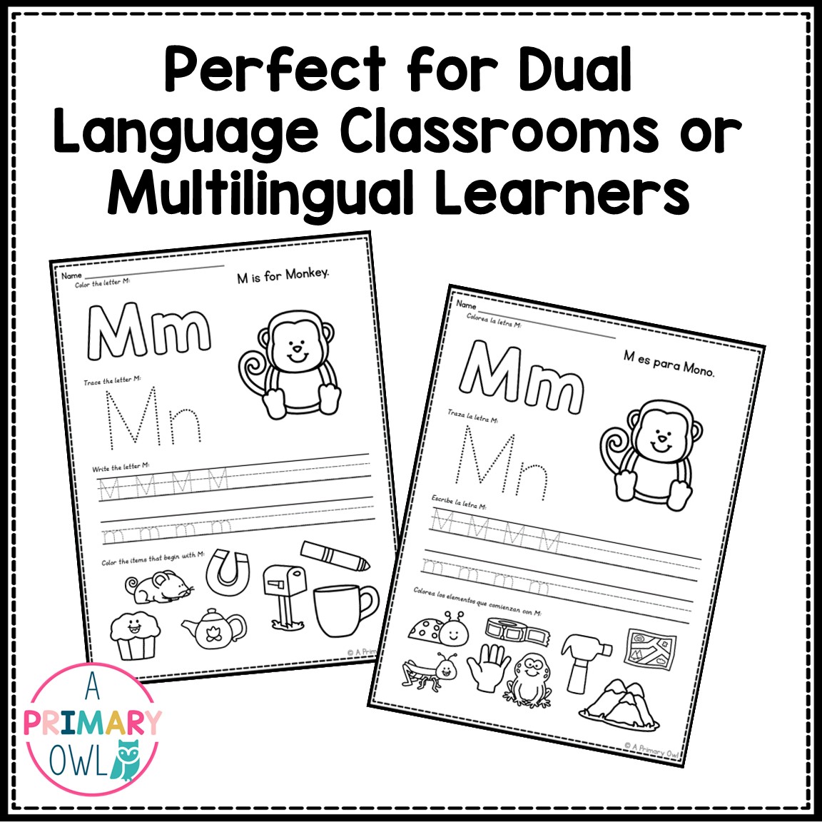 Bilingual Alphabet Worksheets | Beginning Letter Pictures in Spanish ...