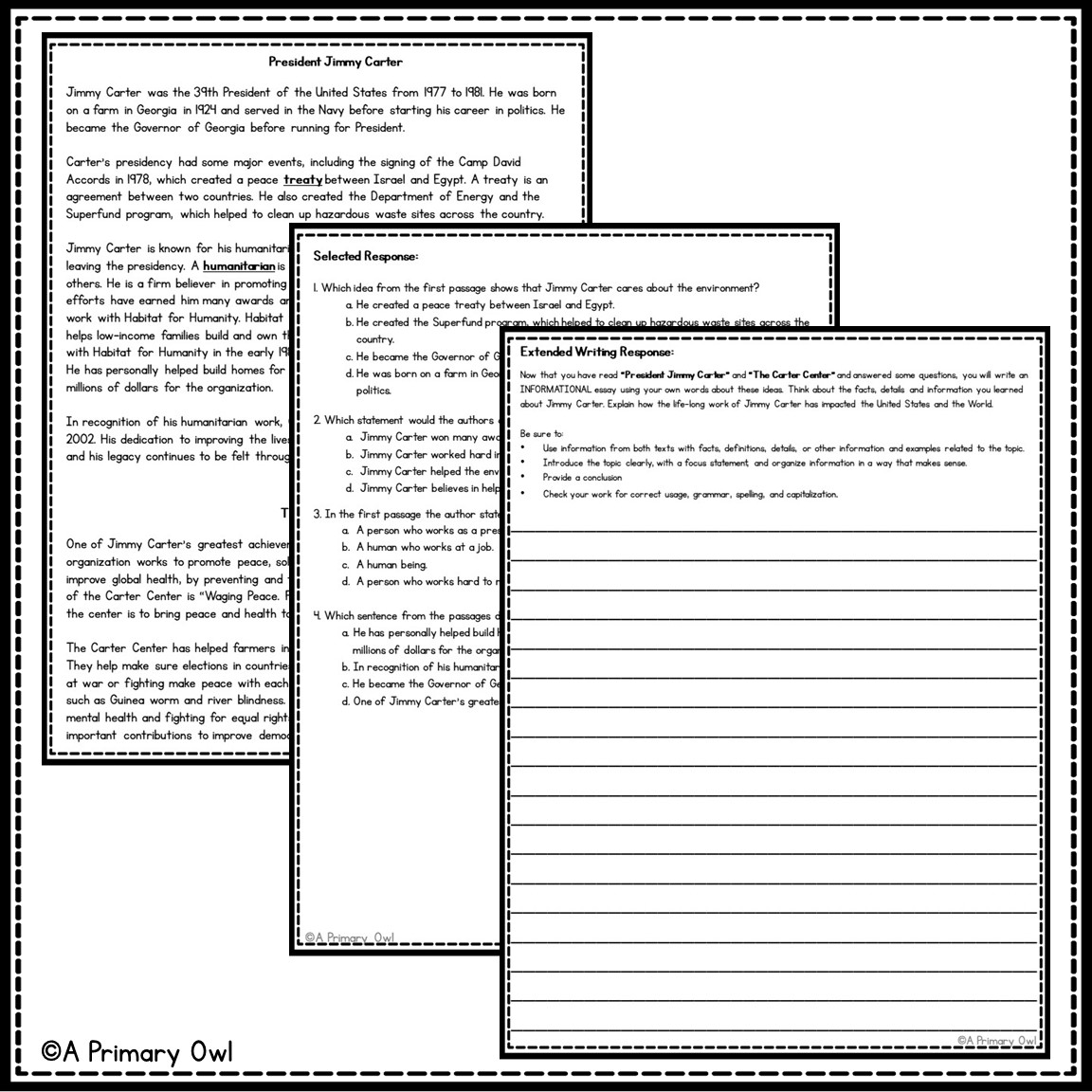 Test Prep Informational Writing Prompts GMAS Practice - A Primary Owl